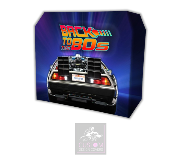 Back To The 80's Delorean Lycra DJ Booth Cover – Custom Design Covers