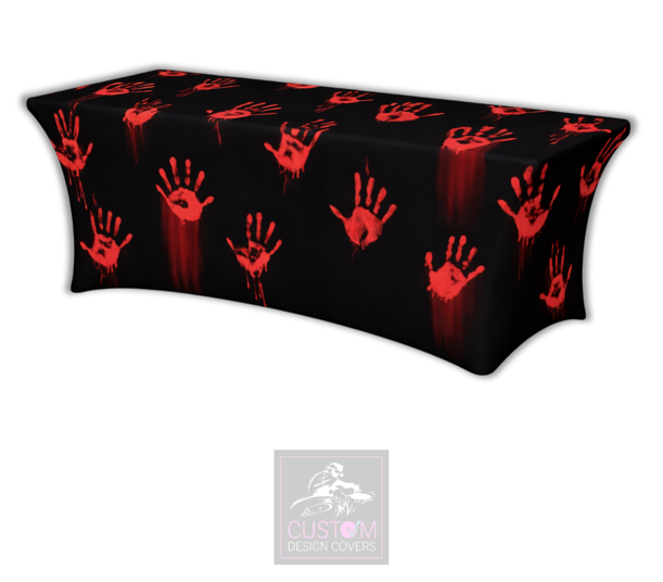 Halloween Bloody Hand Prints Lycra Table Cover – Custom Design Covers