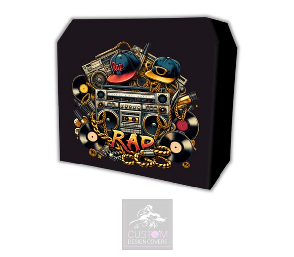 Rap Themed Lycra DJ Booth Cover – Custom Design Covers