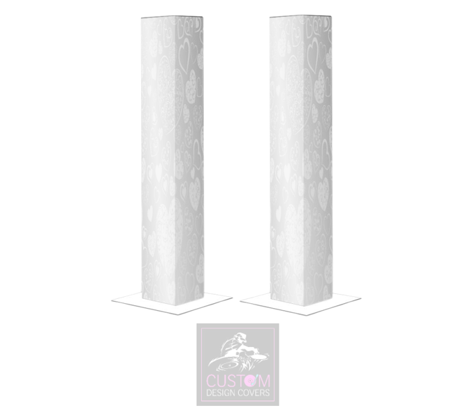 White Heart Wedding Lycra Podium Covers (PAIR) – Custom Design Covers